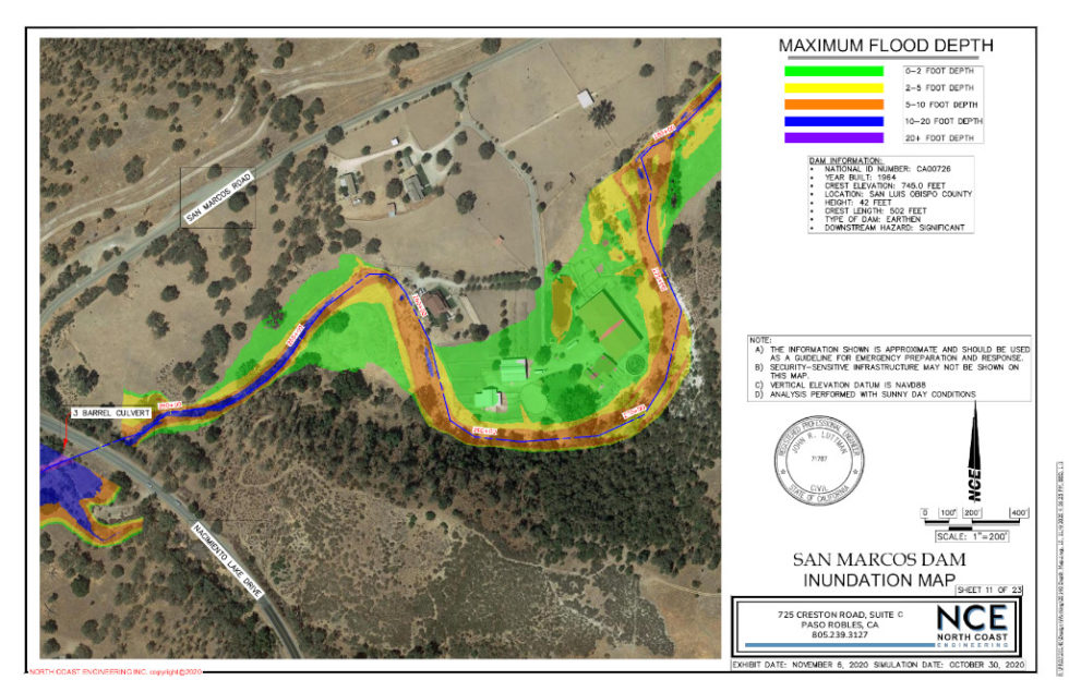 San Marcos Dam Inundation Map - North Coast Engineering